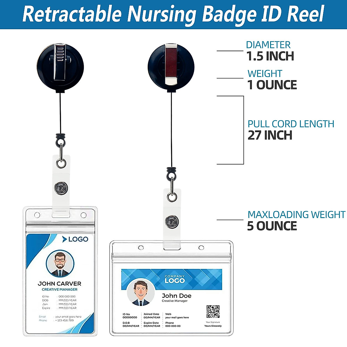 Badge Reel Retractable for Nurses, Nursing Badge Reel with Belt Clip or Alligator Clip for Nursing Student, Doctors and RN, Perfect Nurse Grad Gift, Cute Coffee Scrub Heart Pattern