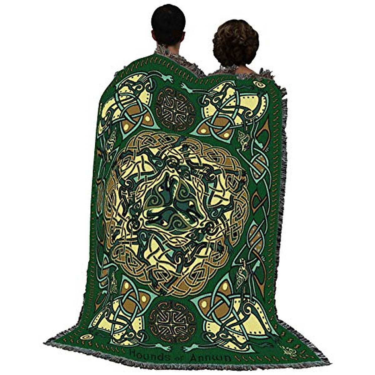 Pure Country Weavers Celtic Hounds Blanket by Jen Delyth - Gift Tapestry Throw Woven from Cotton - Made in The USA (72x54)