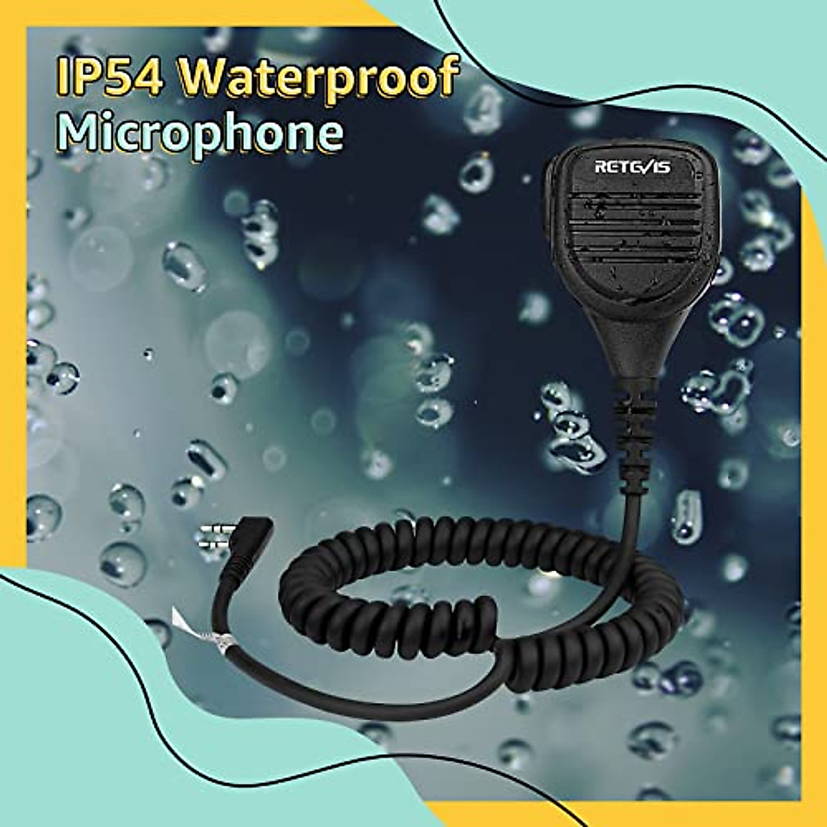 Retevis RT3S Walkie Talkie Mic with 3.5mm Audio Jack, IP54 Waterproof Shoulder Mic Compatible with RT22 RT68 RT5R RT86 RT85 RB17V RB87 RT27 RB85 RT81 RT1 Baofeng BF-F8HP UV5R Two Way Radio (1 Pack)