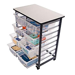 Luxor Mobile Bin Storage Unit – Double Row with Large Clear Bins