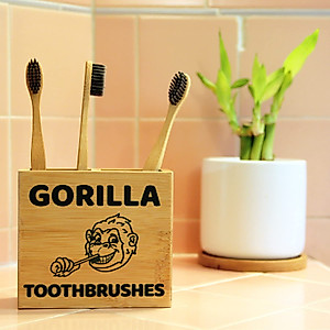 Kid's 4 Pack - Gorilla Bamboo Toothbrush Soft Natural Bristle for Sensitive Gums - Eco Friendly Recyclable Biodegradable Sustainable Products Helping to Save The Planet - One Toothbrush at a Time