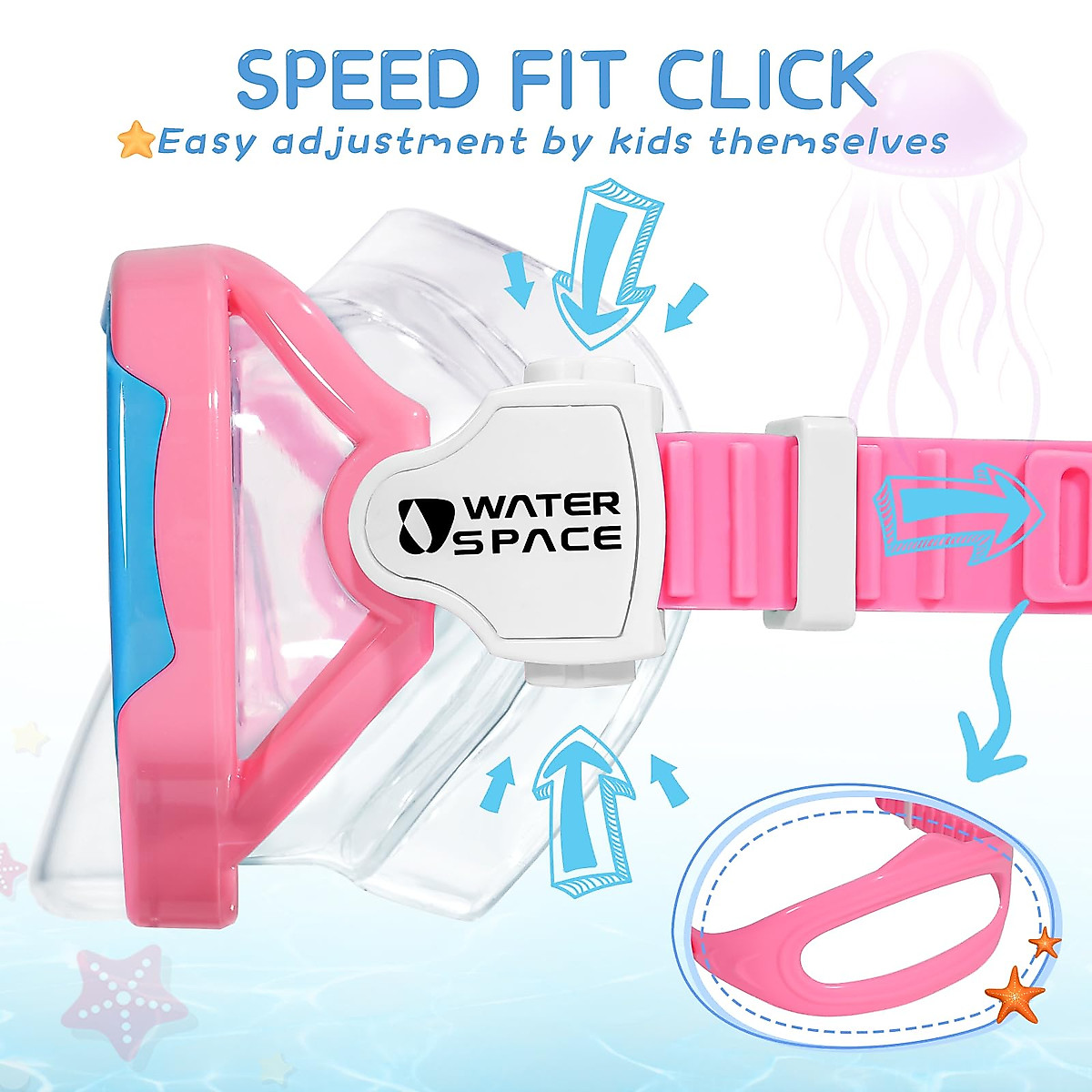 Water Space Kids Swimming Goggles Swim Googles for Kids Toddler Girls Boys Youth 6-14 3-6 4-7, Swimming Goggles with Nose Cover Anti Fog 180°Clear Snorkel Mask No Leaking Pool Underwater Swim Goggles