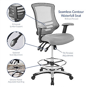 Modway Calibrate Mesh Drafting - Reception Desk Chair - Tall Office Chair in Gray