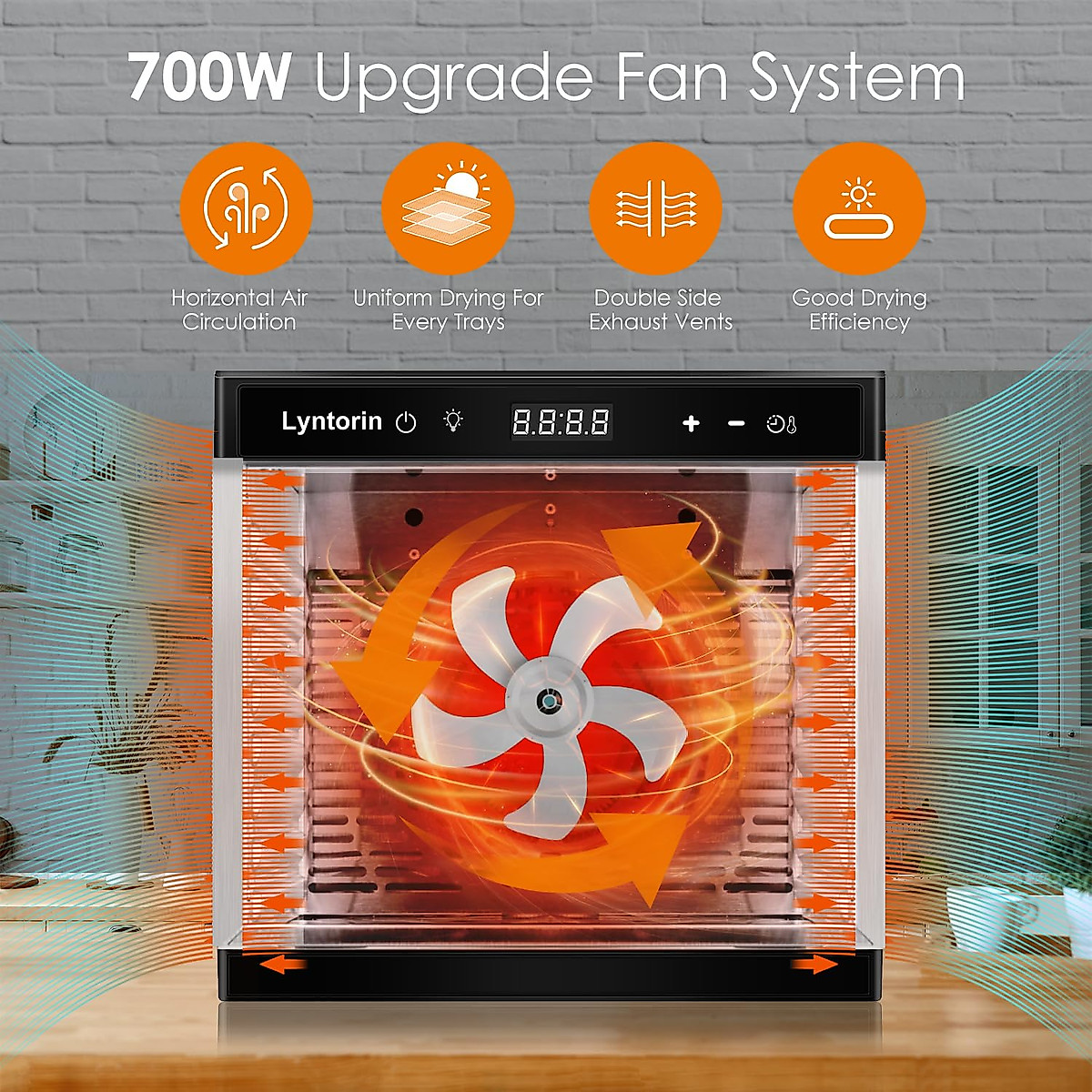 LynTorin Food Dehydrator Machine, 700W 8 Trays Dehydrators for Food and Jerky with 95-167℉ Temperature & 24H Timer, Food Dehydrator 19pcs Tray&Sheet