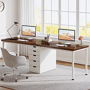 Tribesigns Two Person Computer Desk with 5 Drawers, 78.7 Inches Extra Long Double Office Desk, Modern Simple Double Computer Desk Study Writing Table Workstation for Home Office