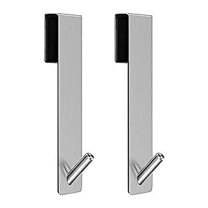 BSKSSK Shower Door Hooks, 7.5 Inches Over The Door Towel Hooks Hanger Extended for Bathroom Frameless Glass Door, Robe Sponge Bath Hook Stainless Steel Silver 2 Pack