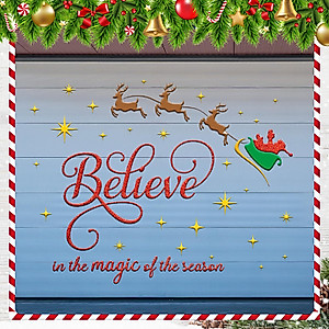 Landhoow 41 Pcs Magnetic Christmas Garage Door Decorations Christmas Garage Magnets Believe Quote Stickers Magnetic Holiday Santa Claus Reindeer Star Car Decal Magnets for Home Party Decor