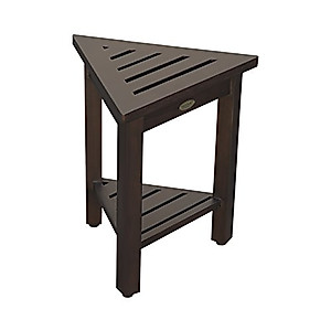 Decoteak FlexiCorner 17" Triangular Teak Modular Shower Bench and Table with Shelf