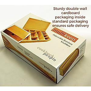 cookbook people Multikeep Adjustable Tea Box 128 Tea Bag Storage Organizer Bamboo Latching Lid (Blank Lid)
