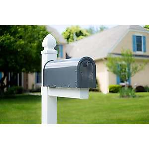 Architectural Mailboxes Edson Galvanized Steel Post Mount Mailbox, Compatibility Code A, EM110GMAM, Grey, Medium Capacity