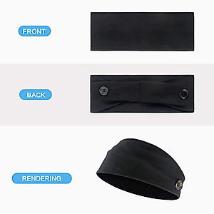 SUNLAND Headband with Buttons for Face Masks and Covers Unisex Elastic Hair Band for Ears Protection Bandannas for Head Wraps 3 Pack Black