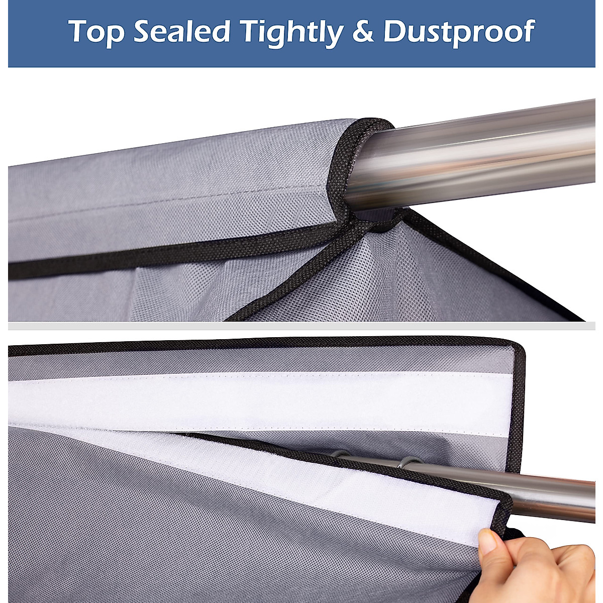 SLEEPING LAMB 43'' Garment Bags for Closet Storage with Zippers Completely Closed Wardrobe for Hanging Clothes Suits Coats Cover, 2 Packs, Grey(Hanging Rod Not Included)