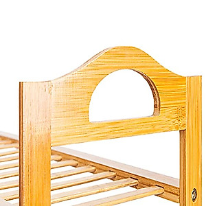 Colilove 4 Tiers Bamboo Shoe Rack Organizer Wooden Stackable Shoe Rack Free Standing Shoe Shelf for Entryway and Closet Hallway, Wood Color