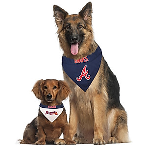 Pets First BRV-3217-S-M MLB Dog Bandana - Atlanta Braves Reversible Pet Bandana, Small/Medium, MLB Team Color