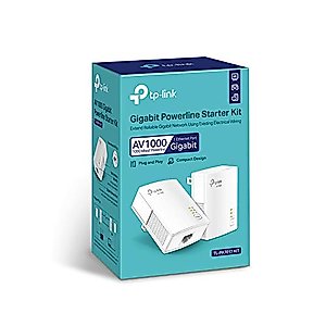 TP-Link Powerline Ethernet Adapter Starter Kit - AV1000 Gigabit Port, Plug&Play, Ethernet Over Power, Nano Size, Ideal for Smart TV, Online Gaming, Wired Connection Only (TL-PA7017 KIT)
