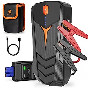 SUNPOW Jump Starter, 1500A Peak Car Jump Starter for Up to 8L Gas or 6.0L Diesel Engine, 12V Auto Lithium Battery Booster for Cars, Trucks, SUV, Portable Power Pack Jump Box with LED Light