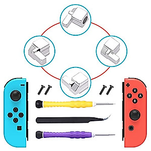 [New Version]Replacement Latches Compatible with Switch/ Switch OLED JoyCon, Lock Buckles Repair Tool Kit Compatible with Switch JoyCons with Screwdrivers and Tweezer