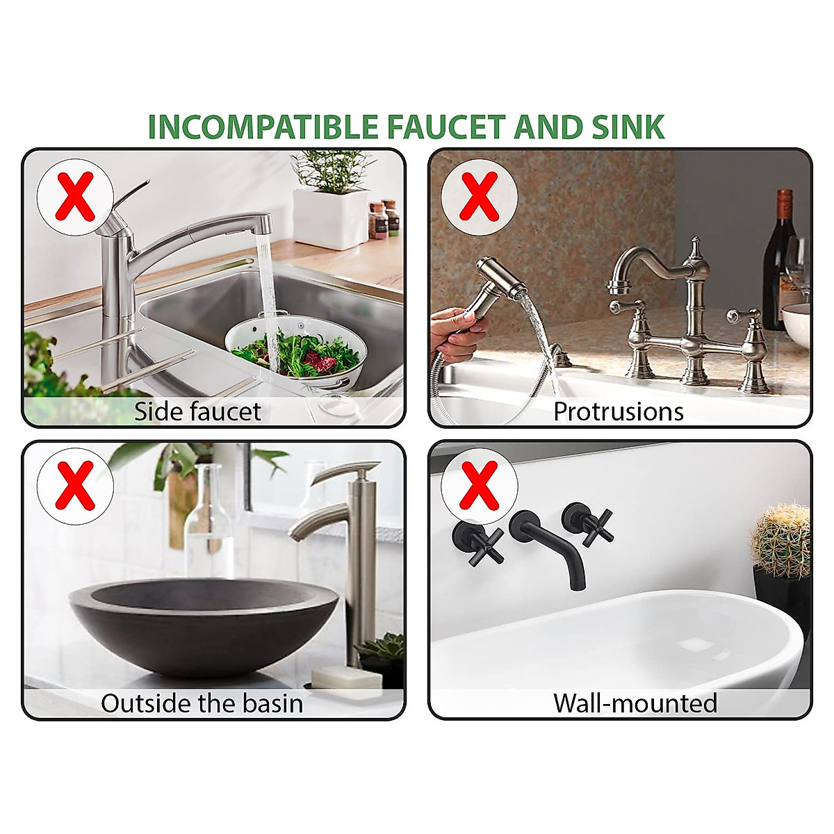 2 Pcs White Silicone Faucet Handle Drip Catcher Tray - Drip Catcher for Sink Faucet – Kitchen Faucet Drip Mat - Sink Faucet Splash Guard - Faucet Pad - Counter Faucet Mat - Silicone Sink Protector.