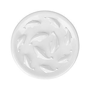 MSBC Pet Slow Feed Dish for Cats and Small Dogs - Fish Pool Design, Fun Interactive Bloat Stop Puzzle Feeder Bowl Healthy Eating Diet Food Grade Melamine Material Easy to Clean Dishwasher Safe (White)