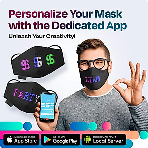 Digital Led Face Mask | Comfortable Lightweight App Controlled Led Mask | Display Message and Music Mode Light up Face Mask | Rechargeable and Wireless Light Up Masks for Adults