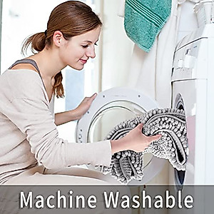 Yimobra Luxury Chenille Shaggy Bathroom Rug Set, 2 Pack Soft Fluffy Plush Bath Mat, Extra Thick, Non-Slip, Water Absorbent, Machine Washable, Bath Mats for Bathroom (Grey, 20" x 32"+17" x 24")