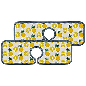 Kitchen Faucet Absorbent Mat 2 Pieces Pineapple Fruit Slices Faucet Sink Splash Guard Bathroom Counter and RV,Faucet Counter Sink Water Stains Preventer