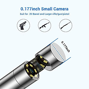 Wireless Rifle Borescope NIDAGE 0.177inch Rifle Bore Scope Gun Cleaning Camera Fits .20 Caliber and Larger, Visual Barrel Gun Endoscope with 3.28FT Cable, Side View Mirror for Bore Cleaning Inspection