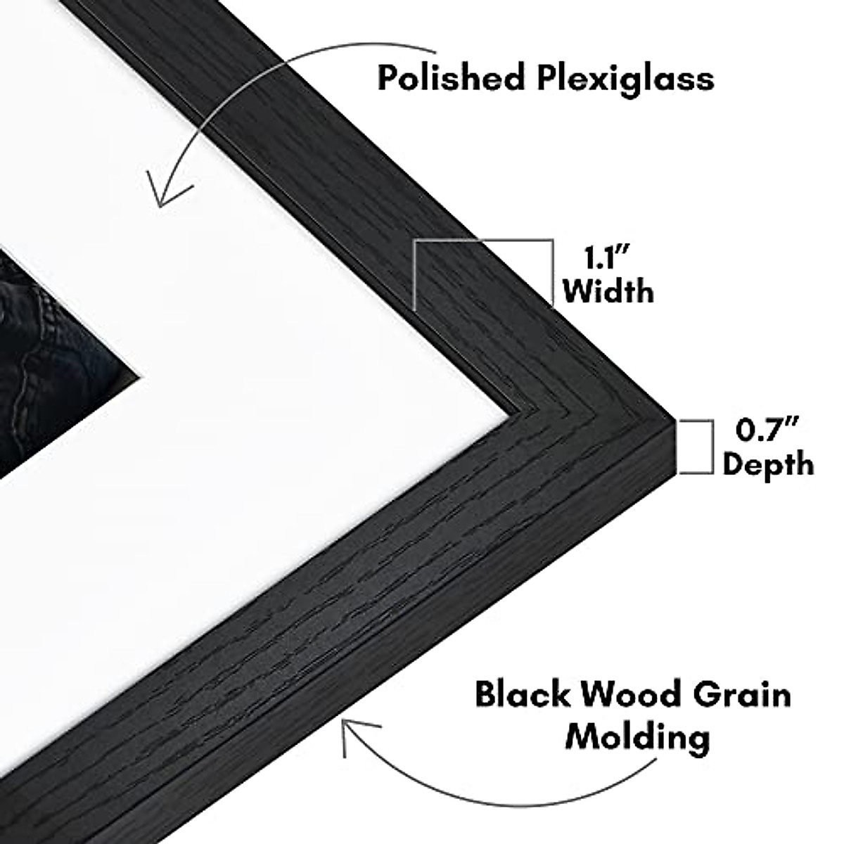 Americanflat 18x24 Poster Frame in Black - Use as 12x18 Picture Frame with Mat or 18x24 Frame Without Mat - Wide Engineered Wood Frame, Plexiglass Cover, and Hanging Hardware for Wall