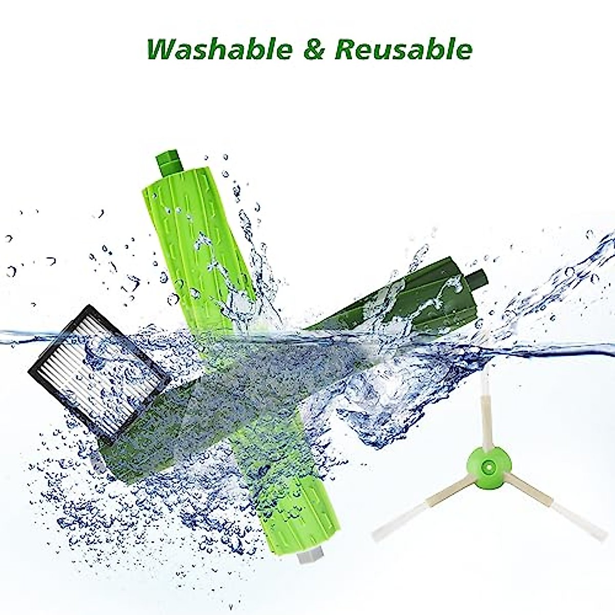 CTIOAOS 9pc Replacement Parts Accessories for iRobot Roomba i3 i3+ i4 i6 i6+ i7 i7+ i8 i8+/Plus E5 E6 E7 J7 I,E &J Series Vacuum Cleaners, 1 set of Roller Brushes & 4 HEPA Filters & 4 Side Brushes