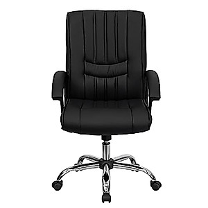 Flash Furniture Hansel Mid-Back Black LeatherSoft Swivel Manager's Office Chair with Arms