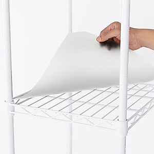 Seville Classics Closet Garment Organizer with Metal Hanging Rod Wardrobe Storage System, w/ Steel Shelves for Clothes, Shirts, Jackets, Coats, Blankets, Shoes, White, Expandable Rack