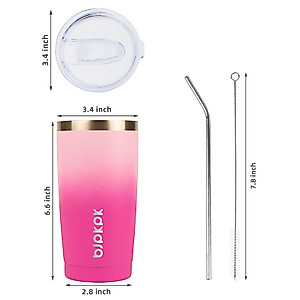 BJPKPK 20oz Stainless Steel Tumbler with Lid And Straw, Double Wall Vacuum Coffee Cup, Travel Mug for Ice Drink and Hot Beverage, Insulation Travel Tumblers Cups,Cherry Blossom