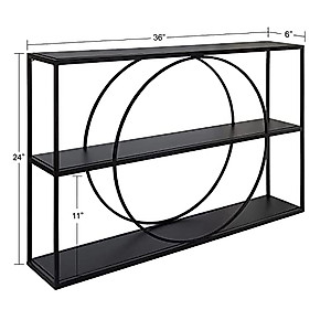 Kate and Laurel Geometric Pirzada Wall Shelf, 36" x 24", Black, Modern Wall Storage