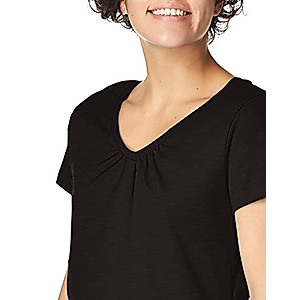 Hanes Women's Shirts, Slub Cotton Shirred V-Neck Tee, Cotton T-Shirts for Women, Women’s Tee Shirts