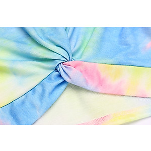 Hopeac Girls Casual Twist Front Sweatshirt Tie Dye Printed Long Sleeve Crop Tops Pullover