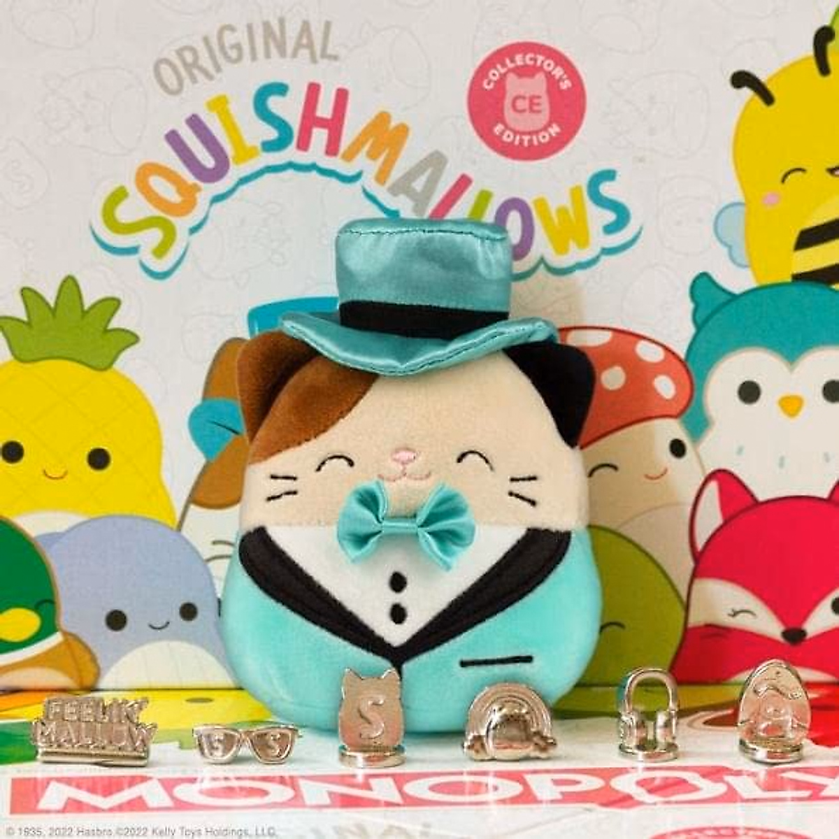 Monopoly: Squishmallows | Collector’s Edition Featuring Cam The Cat Plush | Buy, Sell, Trade Spaces Featuring Squshmallows | Collectible Classic Monopoly Game | Officially-Licensed Squishmallows Game