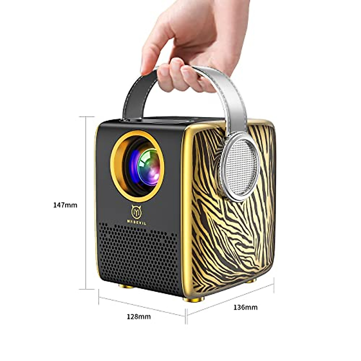 Madevil Mini Projector LCD Handheld Portable Video Projector 1080P HD Projector with 4500 Lumens Movie Beamer Compatible with HDMI USB AV Interfaces and Remote Control for Home and Outdoor