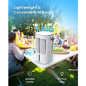 LATITOP Portable Air Conditioners Fan, Air Cooler Evaporative 180°Auto Rotation, 3 Wind Speed, 2-4H Timer, Mini Cooling Fan for Room Home Bedroom Office