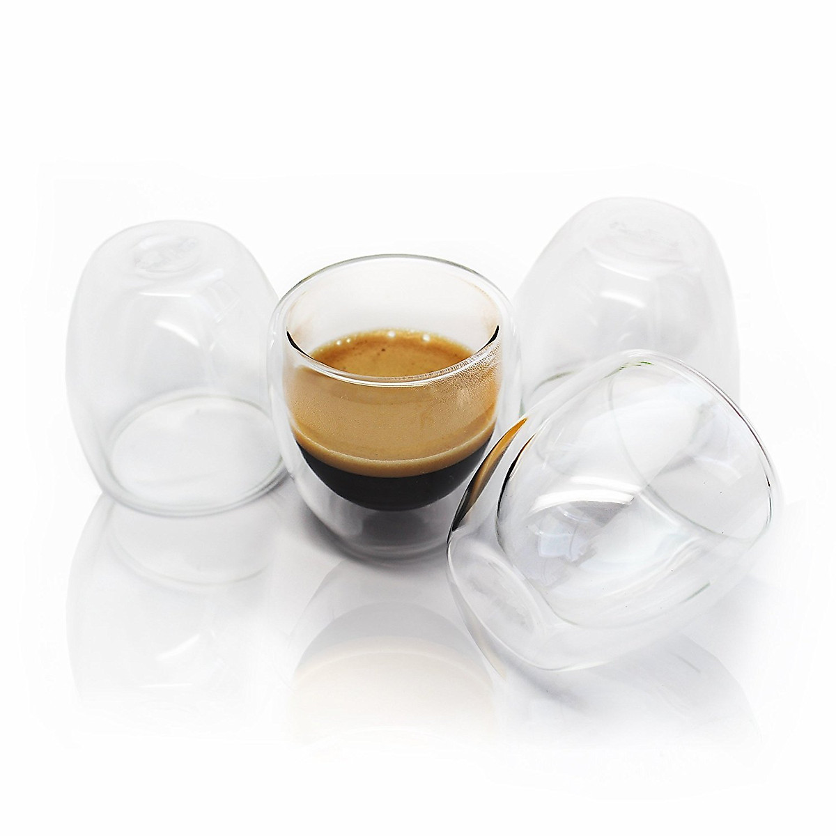 Espresso Cups, Glass Cups Shot Glass Coffee Espresso Cups Cafecito Cups Double Wall Thermo Insulated Glass ,80 ML/2. 7 Ounce,Set of 4