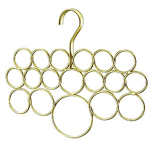 mDesign Metal Closet Rod Hanging Storage Organizer Rack - Scarf Holder for Bedroom, Coat Closet, Entryway, Mudroom - Holds Scarves, Belts, Shawls, Accessories - Snag Free, 18 Sections - Brass