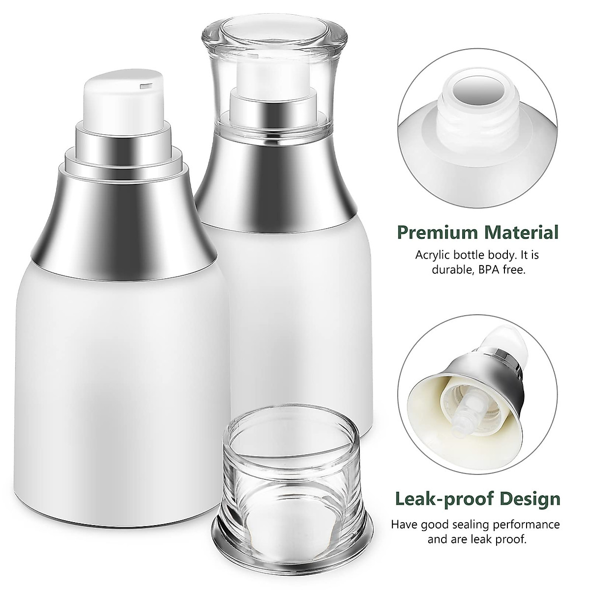 SOLUSTRE 3 Pcs as with cover set cosmetic bottle lotion travel cosmetic containers pump vacuum bottles makeup airless pump bottle travel filling easy to carry Cosmetic bottles