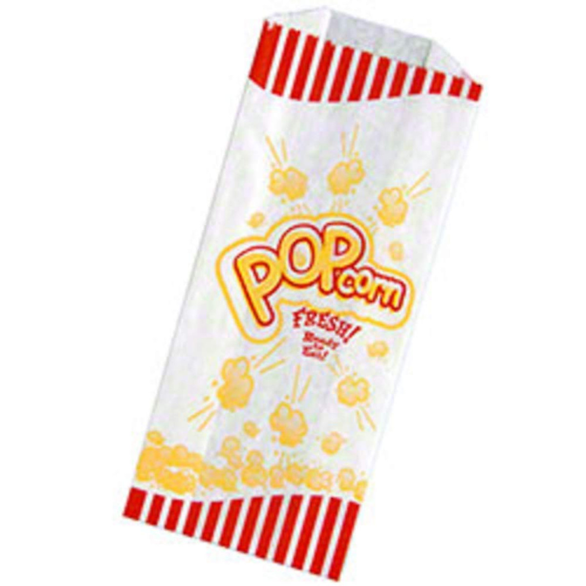 1# Popcorn Bag, Printed Popcorn Design, 3-1/2"x2"x8" Size, 1000 Bags Per Case, Brown Paper Goods # 510