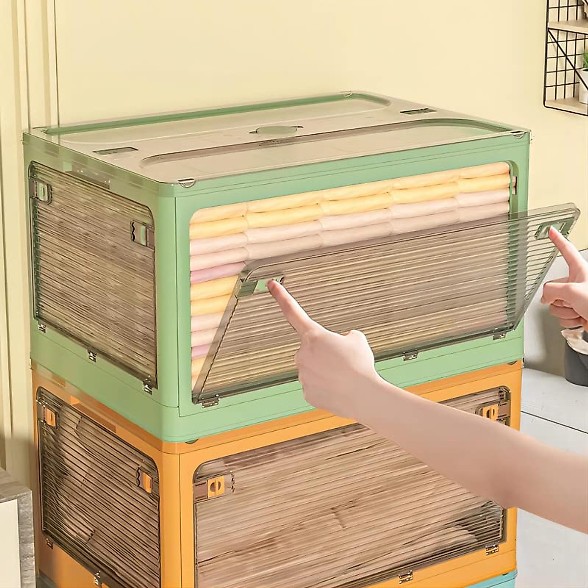 Gemdeck Large Collapsible Clear Storage Bins with Lids Plastic Storage Box Closet Organizers and Storage Bins