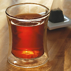 Tea Forte Poom Double Wall Glass Tea Cup for Hot or Iced Tea