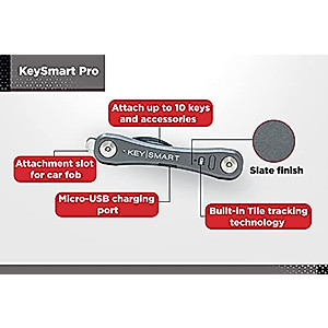 KeySmart Pro- Compact Smart Trackable Key Holder w LED Flashlight & Tile Bluetooth Key Finder Technology, EDC Key Organizer, Other Mini Tools & Accessories for Men, Husband & Dad