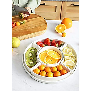 Sweese 707.001 Porcelain Divided Serving Dishes, Relish Tray, Serving Bowls for Parties - Perfect for Chips and Dip, Veggies, Candy and Snacks, White