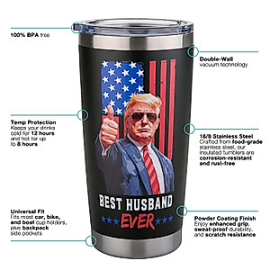 Gifts for Husbands, Wedding Anniversary, Best Husband Gifts Ever, Cool Birthday Ideas for Husbands, Gift for Him Valentines Day, Top Christmas Gifts for Husband from Wife - 20oz Trump Husband Tumbler