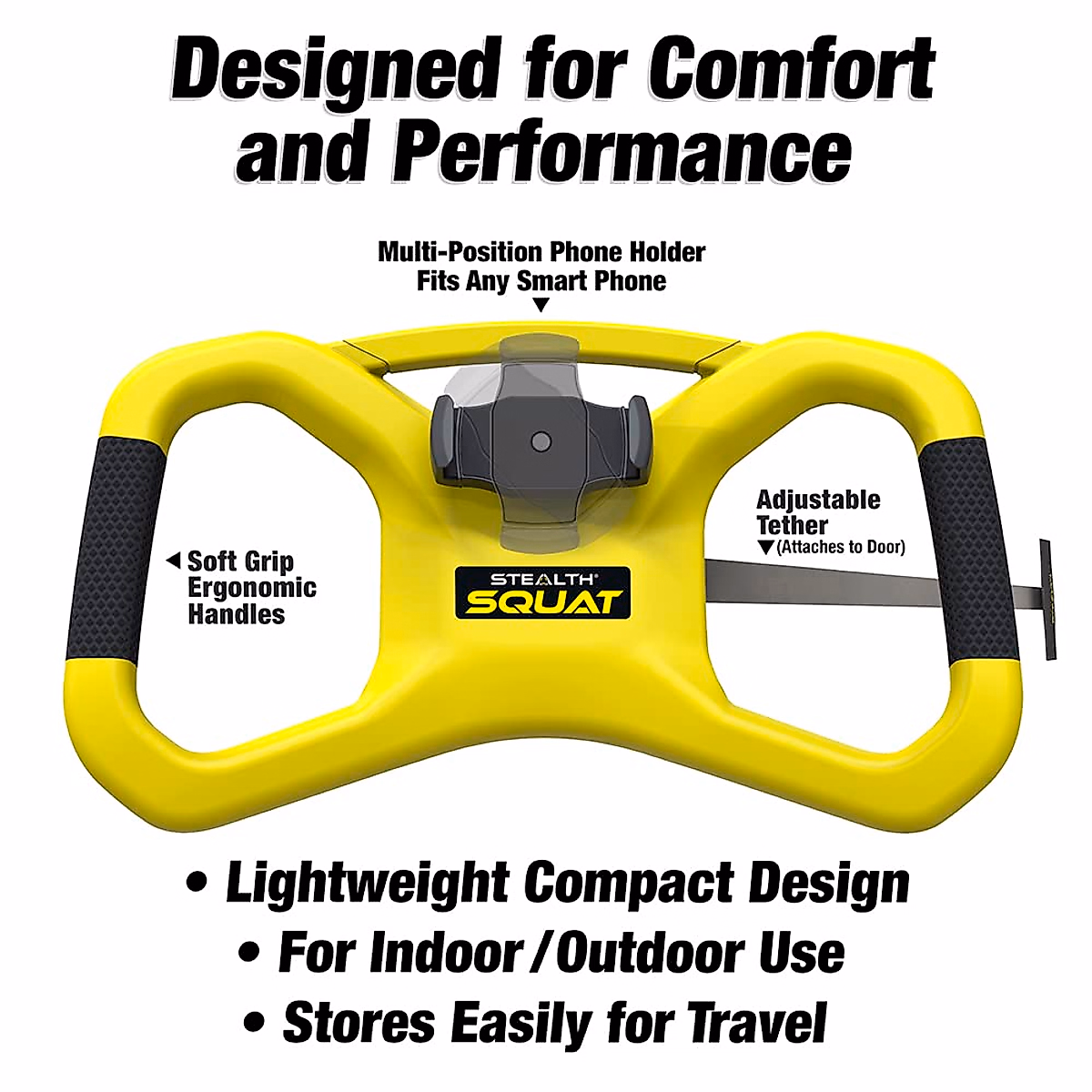 STEALTH Squat Trainer - Home Fitness Equipment & Full Body Workout - Get Lean Sculpted Legs & Glutes Playing Games on Your Phone - Fun Games to Help You Lose Weight - Train Legs, Butt, and Thighs