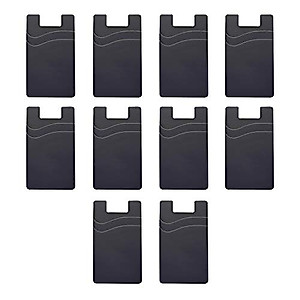 DISCOUNT PROMOS 10 Montego Silicone Phone Wallets Pack - Strong Adhesive, Dual Pocket - Black
