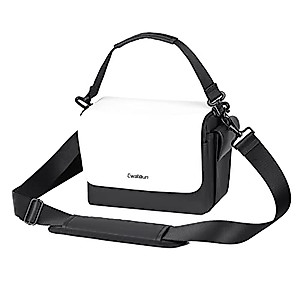 Cwatcun Camera Shoulder Bag, Waterproof Camera Crossbody Case, Compact Photography Backpack, Compatible with Canon/Nikon/Sony/Fuji DSLR/SLR/Mirrorless Camera, Lens and Accessories, White